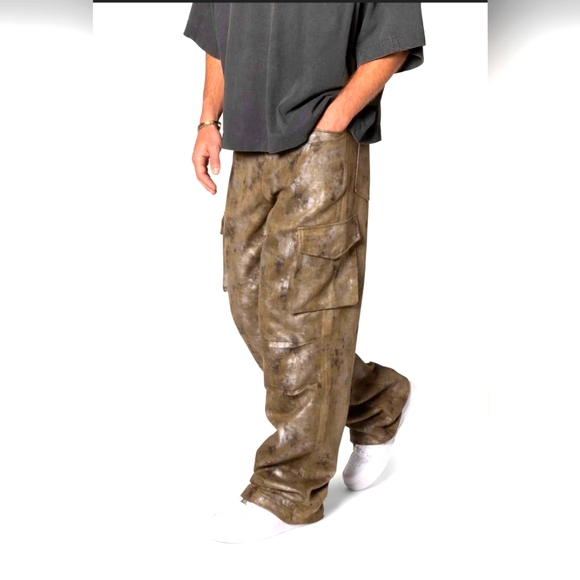 MNML | Pants | Mnml Olive Green Color Mens Baggy Dual Tone Suaded Cargo ...